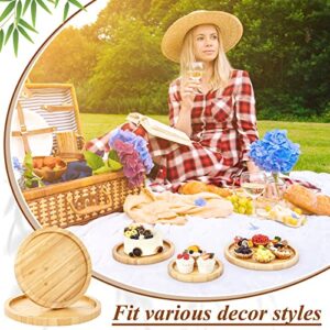 3 Pcs Round Wood Tray Round Serving Trays Set Bamboo Wood Board for Food Wooden Plates Serving Board for Cheese Appetizer Charcuterie Food Vegetables Dessert Home Party 11.8" 9.8" 7.9"