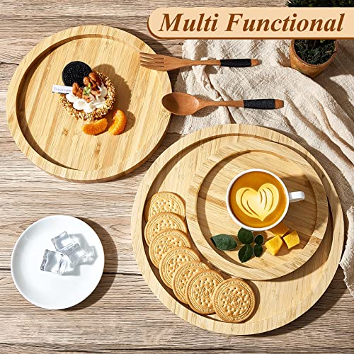 3 Pcs Round Wood Tray Round Serving Trays Set Bamboo Wood Board for Food Wooden Plates Serving Board for Cheese Appetizer Charcuterie Food Vegetables Dessert Home Party 11.8" 9.8" 7.9"