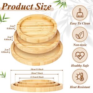 3 Pcs Round Wood Tray Round Serving Trays Set Bamboo Wood Board for Food Wooden Plates Serving Board for Cheese Appetizer Charcuterie Food Vegetables Dessert Home Party 11.8" 9.8" 7.9"