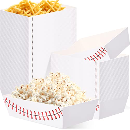 Crtiin 200 Pieces Baseball Party Paper Food Trays Baseball Party Supplies Nacho Food Tray Snack Candy Holder Trays Disposable Serving Trays for Baseball Party Decorations Food Holder Trays