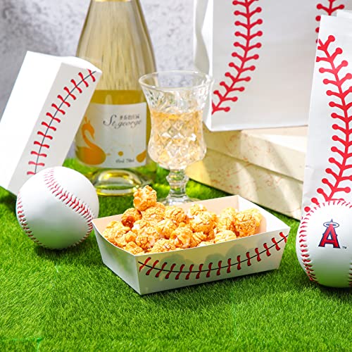 Crtiin 200 Pieces Baseball Party Paper Food Trays Baseball Party Supplies Nacho Food Tray Snack Candy Holder Trays Disposable Serving Trays for Baseball Party Decorations Food Holder Trays