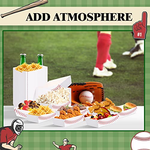 Crtiin 200 Pieces Baseball Party Paper Food Trays Baseball Party Supplies Nacho Food Tray Snack Candy Holder Trays Disposable Serving Trays for Baseball Party Decorations Food Holder Trays