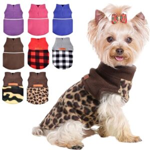 dog clothes for small dogs boy girl leopard fleece chihuahua clothes xxs~s winter warm puppy sweaters boys girls tiny dog outfits for teacup yorkie puppies extra small pet clothes, medium, leopard