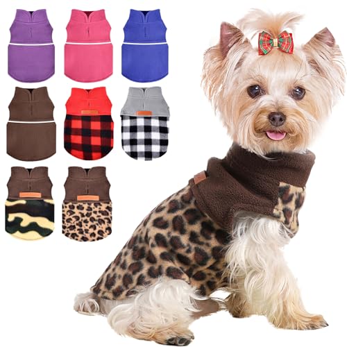 Dog Clothes for Small Dogs Boy Girl Leopard Fleece Chihuahua Clothes XXS~S Winter Warm Puppy Sweaters Boys Girls Tiny Dog Outfits for Teacup Yorkie Puppies Extra Small Pet Clothes, Medium, Leopard