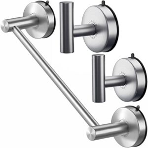 dgyb 17 inch brushed nickel towel bar for bathroom + set of 2 large suction cup hooks for shower