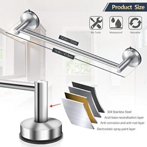 DGYB 17 Inch Brushed Nickel Towel Bar for Bathroom + Set of 2 Large Suction Cup Hooks for Shower