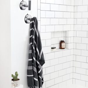 DGYB 17 Inch Brushed Nickel Towel Bar for Bathroom + Set of 2 Large Suction Cup Hooks for Shower