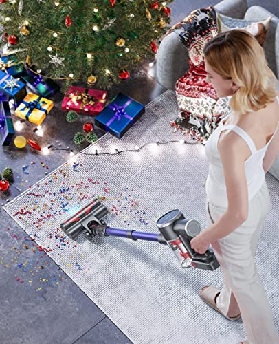 Laresar Cordless Vacuum Cleaner, 33Kpa/400W Stick Vacuum Cleaner, Handheld Vacuum, Stepless Speed Regulation & LED Screen, Headlights, Up to 55Mins, Suitable for Carpet, Pet Hair, Hardwood Floor