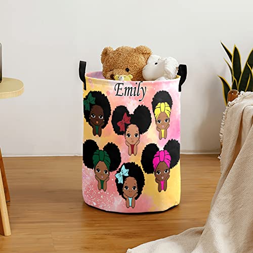 Personalized African Black Girl Laundry Basket, Custom Collapsible Laundry Hamper with Handles, Waterproof Folding Washing Bin for Clothes, for Bathroom Living Room Bedroom