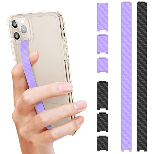 ROCONTRIP Phone Grip,2 PCS Phone Strap 2022 Upgrade Reusable Phone Grip Holder with Three Short Silicone Straps Combination to Fit Most Smart Phone Case(Black+Purple)