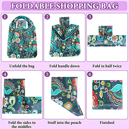 12 Pieces Reusable Grocery Bags Large Nylon Reusable Bags Foldable Shopping Bags Grocery Tote Machine Washable Heavy Duty Friendly Bags Waterproof with Pouch Tote Bags, Classic Style Multicolor