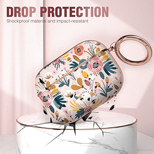 Maxjoy for Airpods Pro 2nd/1st Generation Case Cover, Flower Hard Cute AirPod Pro 2 Case for Women Men with Keychain Protective Shockproof Cover for AirPods Pro(2022/2019)