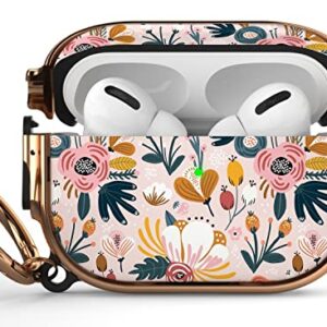 Maxjoy for Airpods Pro 2nd/1st Generation Case Cover, Flower Hard Cute AirPod Pro 2 Case for Women Men with Keychain Protective Shockproof Cover for AirPods Pro(2022/2019)