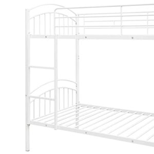 Cotoala Twin Over Twin Metal Bunk Bed with Guardrails and Steel Ladder, Can Be Split into Two, Space Saver Design, No Box Spring Needed