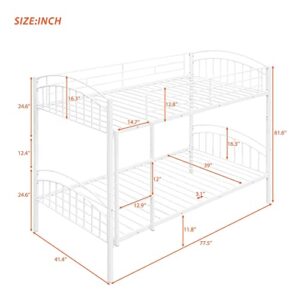 Cotoala Twin Over Twin Metal Bunk Bed with Guardrails and Steel Ladder, Can Be Split into Two, Space Saver Design, No Box Spring Needed