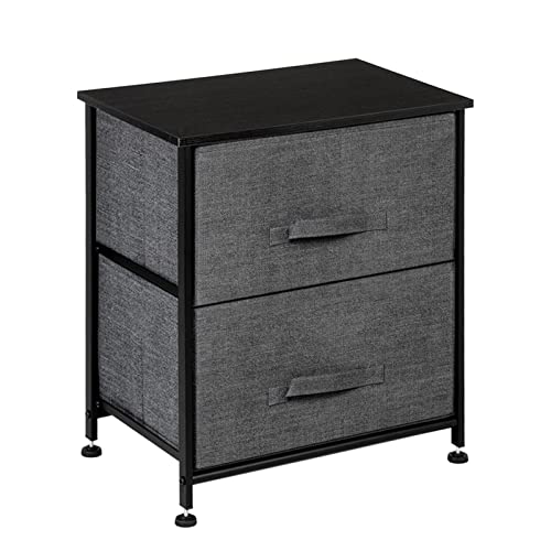 Cffuvros Bedside Table Dresser, End Table Storage Tower - Sturdy Steel Frame, Wood Top, Easy Pull Fabric Bins - Organizer Unit for Bedroom, Hallway, Entryway, Closets