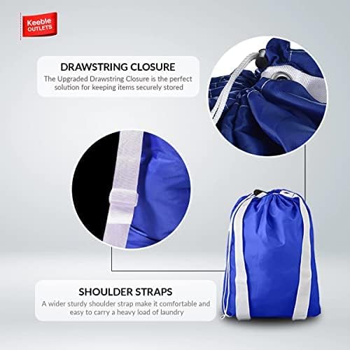 Heavy Duty Travel Laundry bag Pack of 2 blue XL (30 * 40) with straps Nylon Material Locking Drawstring Durable and washable Extra large bag Rip and Tear Resistant Mesh bag dirty Cloth Organizer