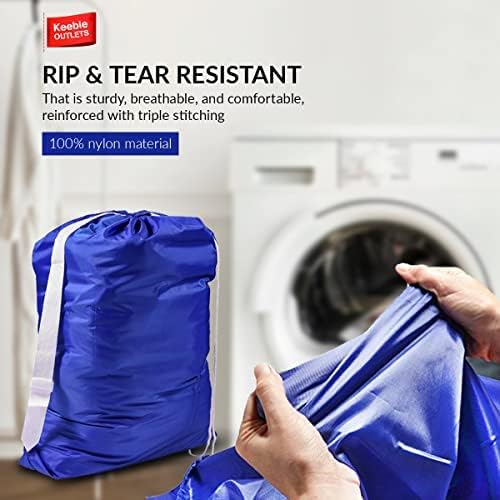 Heavy Duty Travel Laundry bag Pack of 2 blue XL (30 * 40) with straps Nylon Material Locking Drawstring Durable and washable Extra large bag Rip and Tear Resistant Mesh bag dirty Cloth Organizer