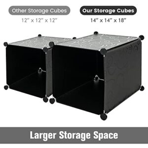 GOFLAME Portable Wardrobe Closet, 16-Cube Storage Organizer with 16 Doors & 2 Hanging Rods, Modular Clothes Dresser, Bedroom Armoire, Cube Shelf Cabinet for Clothes, Toys, Towels, Books, Tools