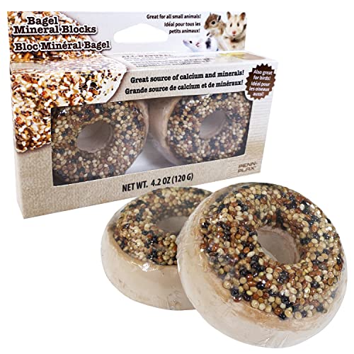 Penn-Plax Bagel Mineral Blocks for Small Animals – Great Source of Calcium – Perfect for Hamsters, Gerbils, Gunina Pigs, Ferrets, Rabbits, Mice and More – 2 Pieces