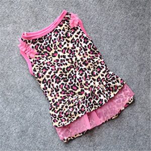 HonpraD Shirts Summer Apparel Small Puppy Pet Leopard Dress Cat Cute Clothes Pet Clothes Dog Service Vest with Name Embroide