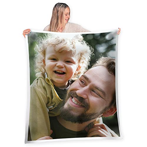 FrameStory Custom Blanket Photos and Text, Fully Customizable with Your Pictures and Message, Soft Smooth Fleece Throw, 50" x 60"