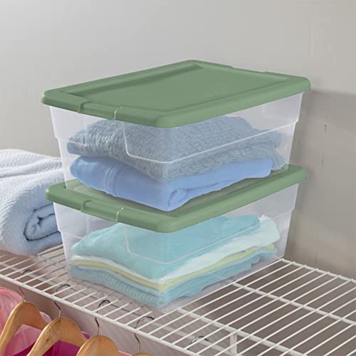 Sterilite Multipurpose 16 Quart Clear Plastic Storage Tote Container Bins with Opaque Lids for Home and Office Organization, (2 Pack)