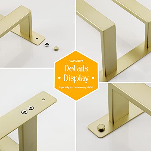 KOKOSIRI 24'' Towel Bars Bathroom 2-Tiers Ladder Bath Towel Hook Wall Mount Square Robe Hook Coat Hook Brushed Gold B5008BG-L24+B1010BG-P2