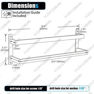 KOKOSIRI 24'' Towel Bars Bathroom 2-Tiers Ladder Bath Towel Hook Wall Mount Square Robe Hook Coat Hook Brushed Gold B5008BG-L24+B1010BG-P2