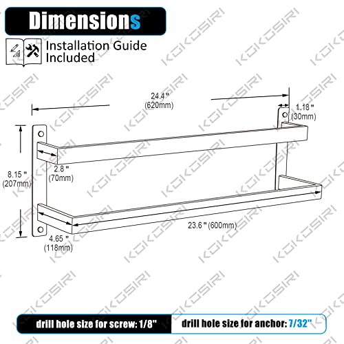 KOKOSIRI 24'' Towel Bars Bathroom 2-Tiers Ladder Bath Towel Hook Wall Mount Square Robe Hook Coat Hook Brushed Gold B5008BG-L24+B1010BG-P2