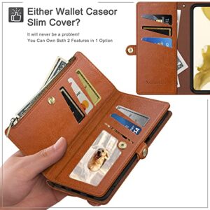 XcaseBar for Samsung Galaxy S23 Ultra Wallet case with Zipper【RFID Blocking】Credit Card Holder, Flip Folio Book PU Leather Phone case Shockproof Cover Women Men for Samsung S23Ultra case Light Coffee