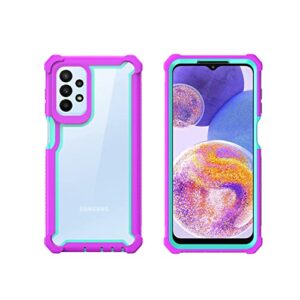 KSELF Case for Samsung Galaxy A23 5G Case with 9H Tempered Glass Screen Protector and Lens Glass, Full Body Protective Hybrid Dual Layer Shockproof Cover Case for Samsung A23 5G (Purple)