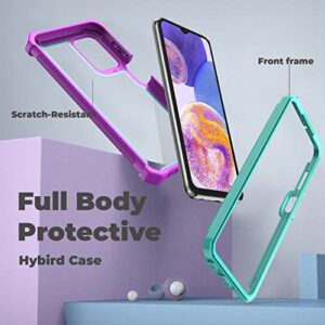 KSELF Case for Samsung Galaxy A23 5G Case with 9H Tempered Glass Screen Protector and Lens Glass, Full Body Protective Hybrid Dual Layer Shockproof Cover Case for Samsung A23 5G (Purple)