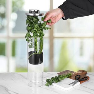 JUXYES Fresh Herb Keeper Saver Asparagus Container Pod, Fresh Herb Keeper Container Herb Storage Container for Cilantro, Mint, Parsley, Asparagus, Keep Greens Fresh, Glass Material, 12.6" Height