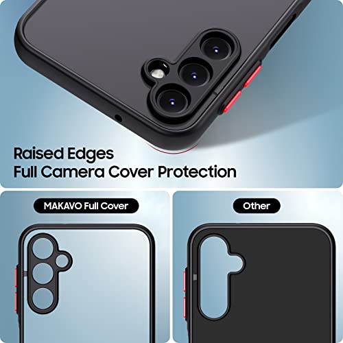 MAKAVO Slim Fit Galaxy A14 5G Case + Screen Protector - Ultra Thin, Camera Protection, Matte PC Back (Black)