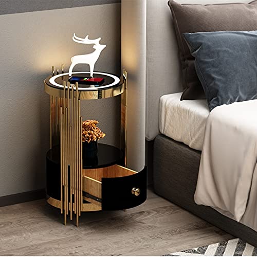 taimowei a Few Corners of The Edge of The Intelligent Nightstand Lamp Cabinet are a Few Creative Circular Storage Cabinets/Gold