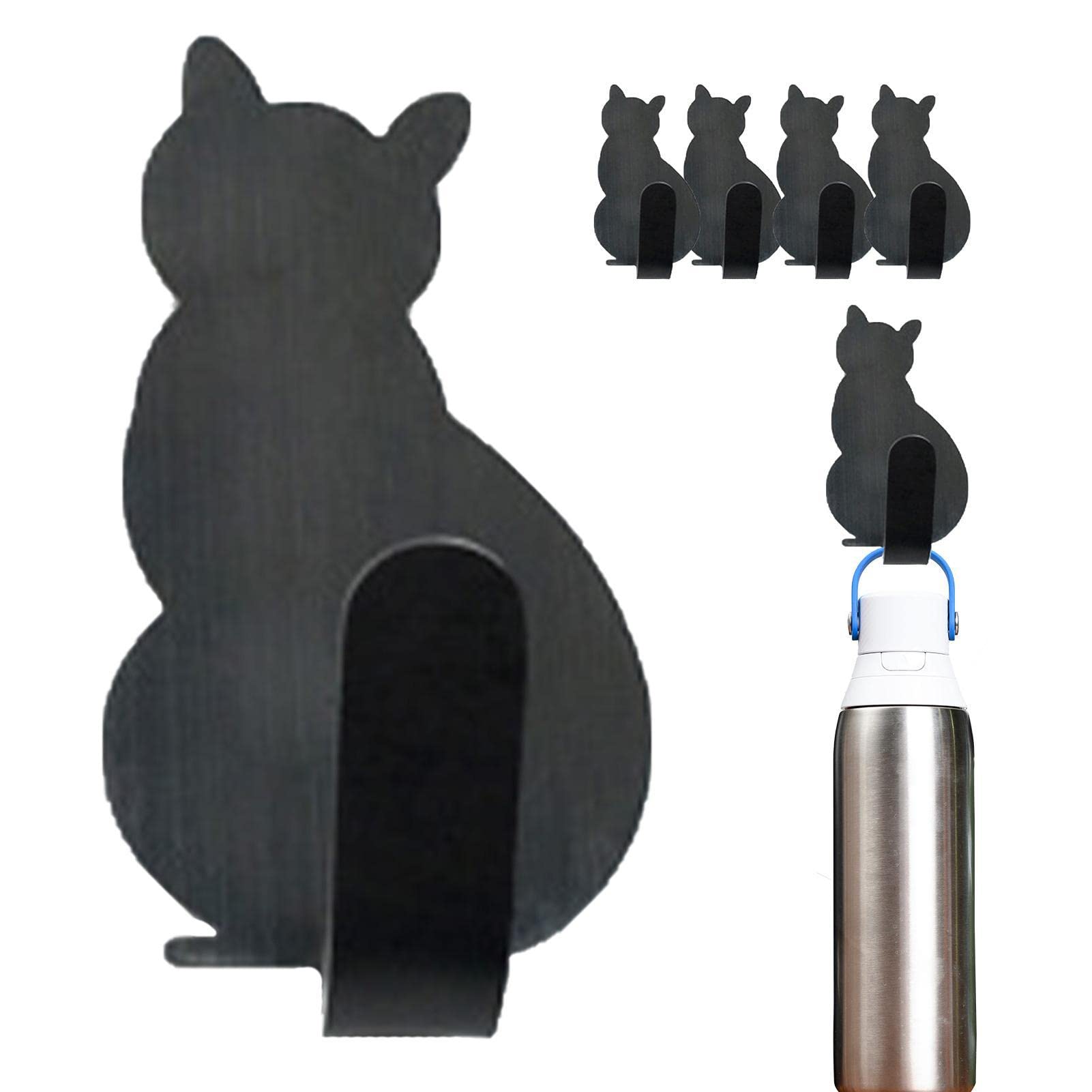 6Pcs Coat Hooks Cute Cat Shape Adhesive Hooks Wall Hooks Creative Wall Decorations Hanger Holder Stainless Steel for Hanging Coats Hat Towel Key Scarf Bags