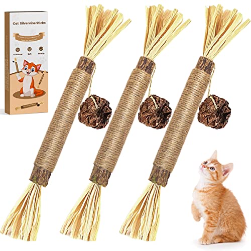 Aucenix Silvervine Sticks for Cats Lick - Silvervine Blend Sticks for Kittens Chewing,Natural Silvervine Cat Chew Sticks for Teeth Cleaning and Stress Release