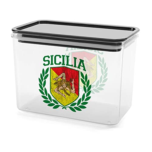 Sicilian Flag Storage Box Plastic Food Organizer Container Canisters with Lid for Kitchen