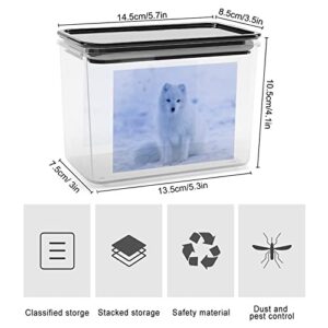 Arctic Fox Storage Box Plastic Food Organizer Container Canisters with Lid for Kitchen