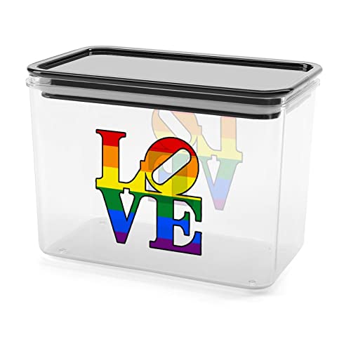 Love LGBT Gay Pride Storage Box Plastic Food Organizer Container Canisters with Lid for Kitchen