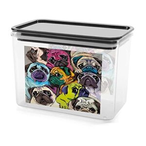 portrait of many pugs storage box plastic food organizer container canisters with lid for kitchen