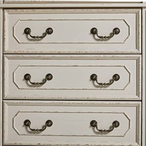 PaPaJet 5 Drawers Dresser Chests for Bedroom French Country Two Tone Chipped White