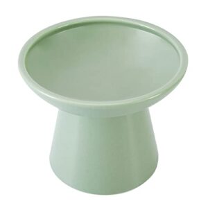 CEEFU Extra Wide Elevated Cat Bowls - Ceramic Cat Food Bowl 6.2" Raised Cat Food Bowls Elevated Shallow Cat Food Dish, Whisker Fatigue, Lead & Cadmium Free, 5" Good Height for Cat Feeding, Green