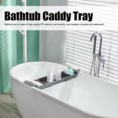 Expandable Bathtub Caddy Tray Bath Shelf Bathtub Tray Multifunction Bathtub Rack Nonslip for Candle Towel Book Wine Phone (Grey)