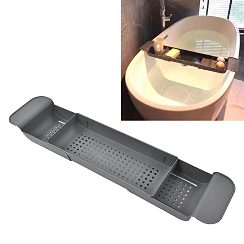 Expandable Bathtub Caddy Tray Bath Shelf Bathtub Tray Multifunction Bathtub Rack Nonslip for Candle Towel Book Wine Phone (Grey)