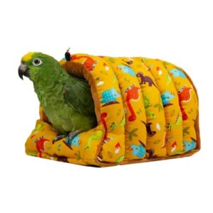 parrot warm house bird nest winter hanging hammock birds sleeping bed parrot hideway bed washable for parrot parakeet cockatiels budgies lovebird (l,deep yellow)