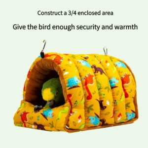 Parrot Warm House Bird Nest Winter Hanging Hammock Birds Sleeping Bed Parrot Hideway Bed Washable for Parrot Parakeet Cockatiels Budgies Lovebird (L,Deep Yellow)