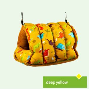 Parrot Warm House Bird Nest Winter Hanging Hammock Birds Sleeping Bed Parrot Hideway Bed Washable for Parrot Parakeet Cockatiels Budgies Lovebird (L,Deep Yellow)