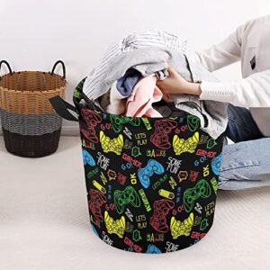 Gaming Controller Art Foldable Storage Basket Game Laundry Basket Waterproof Laundry Boys Hamper Dirty Clothes Organizer Bag Gift Bin for Living Room Boys Room Bedroom Bathroom Gamer Room Decor